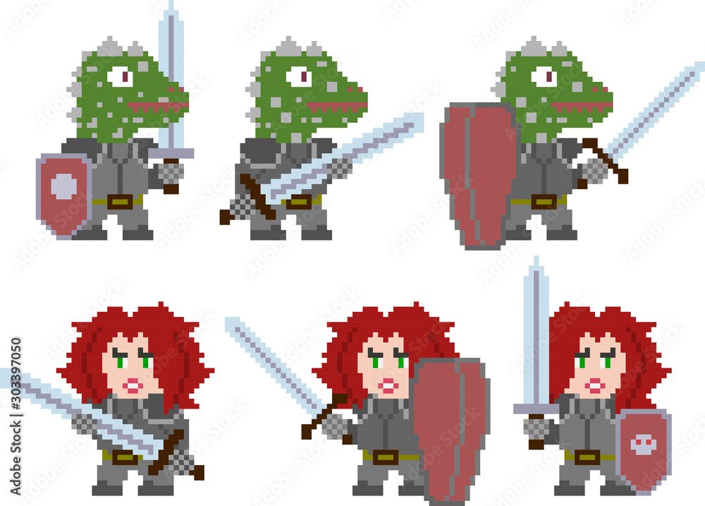 Set of pixel characters in art style Stock Vector | Adobe Stock