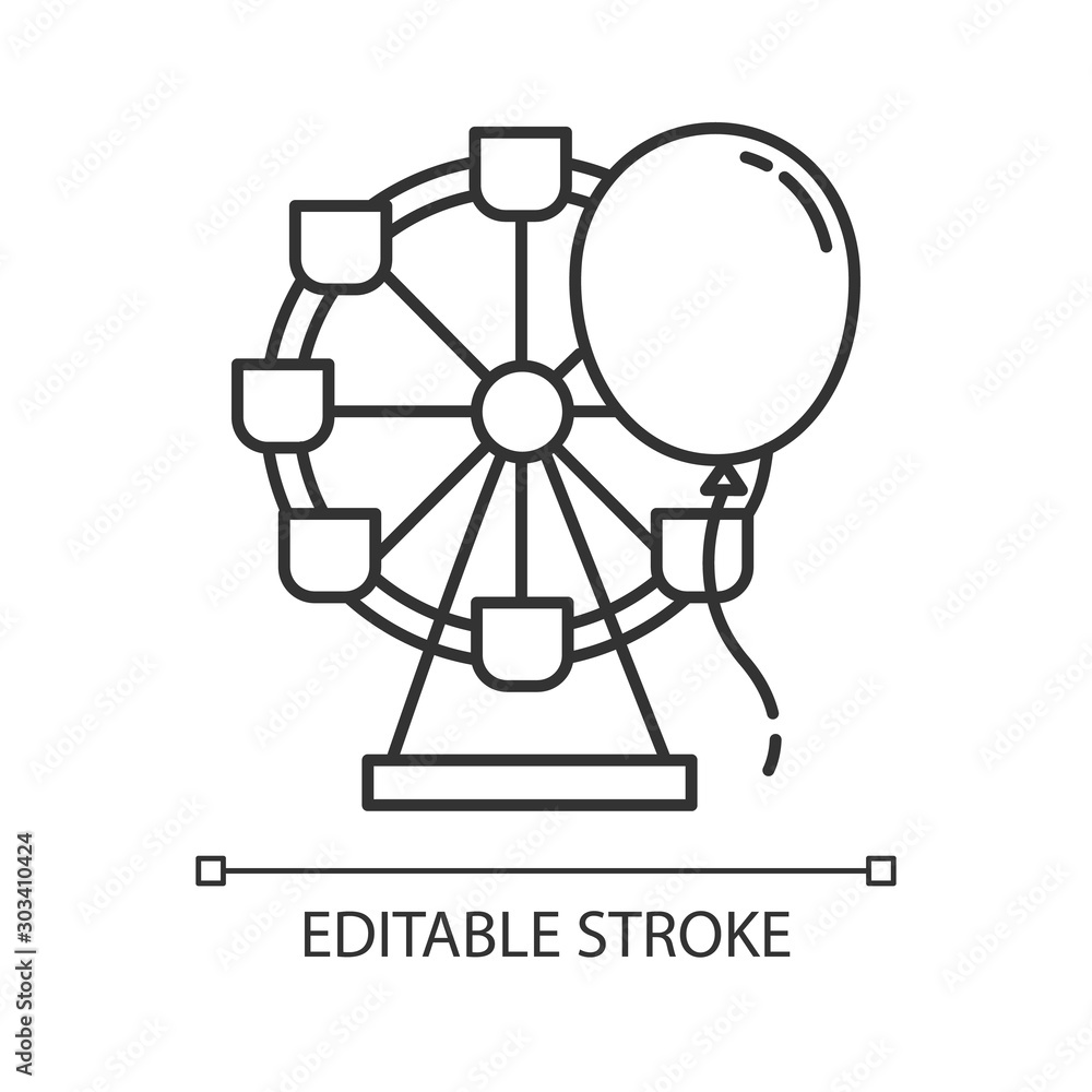 Entertainment industry linear icon. Recreation area. Amusement park ...