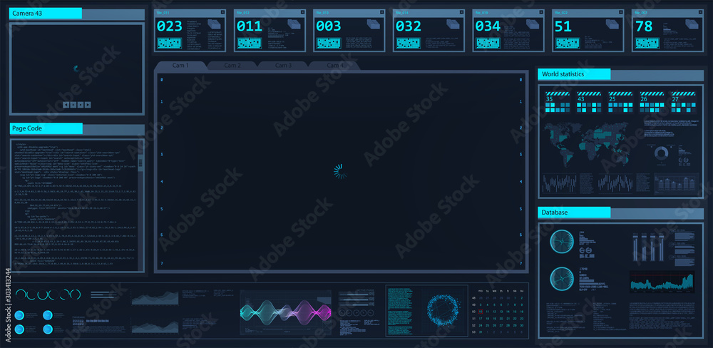 Fototapeta High-tech dashboard in HUD style. Futuristic User Interface ... Fototapeta High-tech dashboard in HUD style. Futuristic User Interface ...