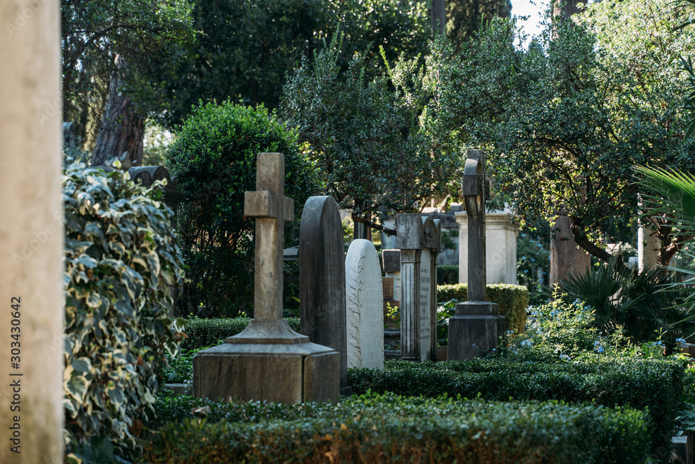 Non catholic cemetery for foreigners in Rome, Italy. One of most ...