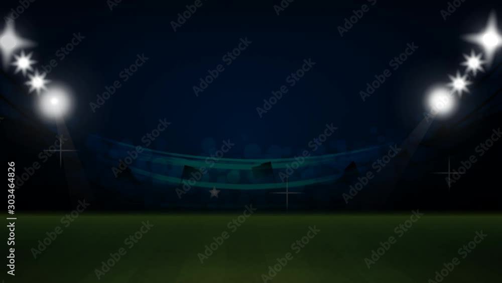 Animation Football arena field with bright stadium lights. Stock Video ...