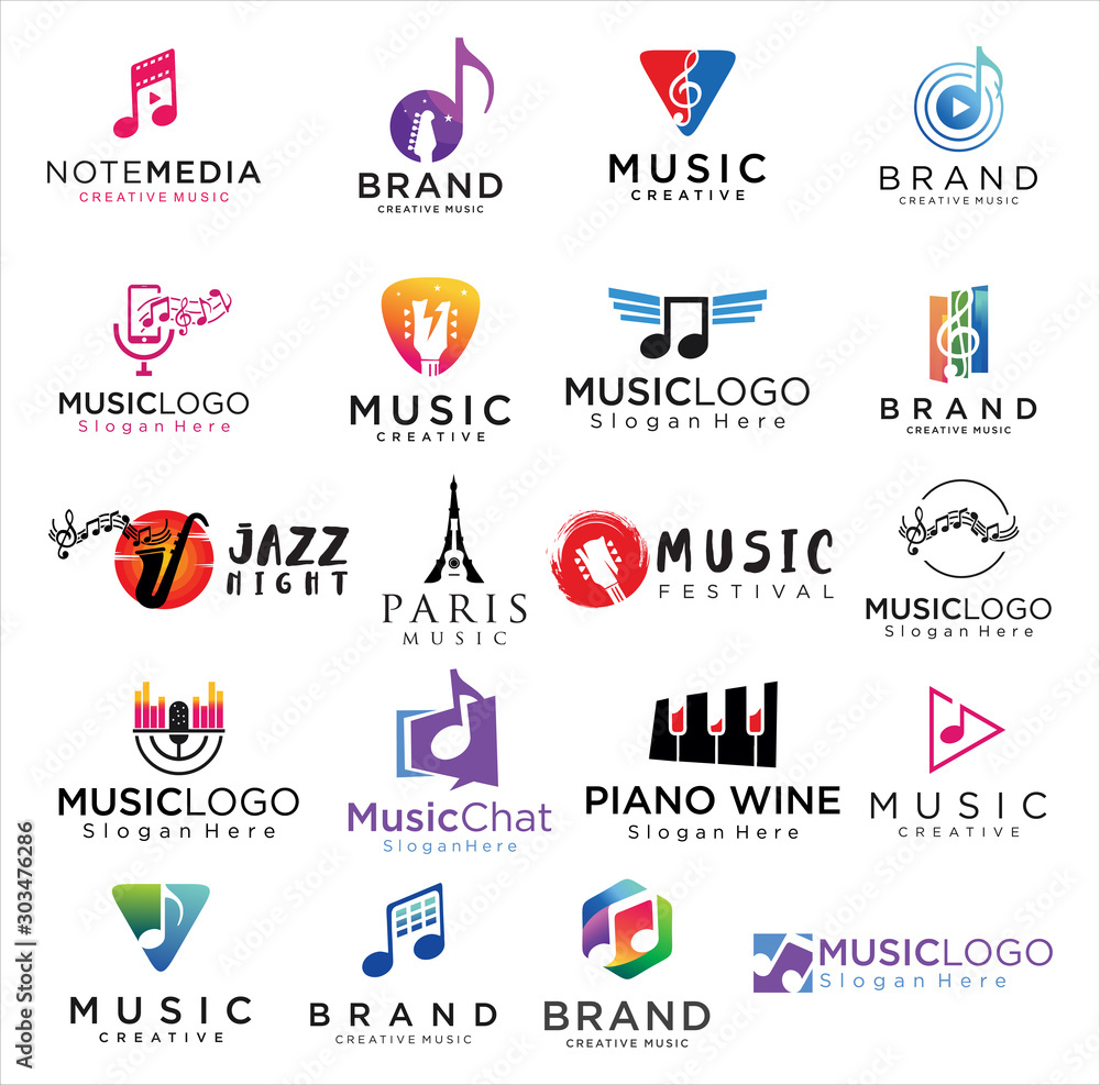 Big set of logo music and sound Design Vector Stock . Collection of ...