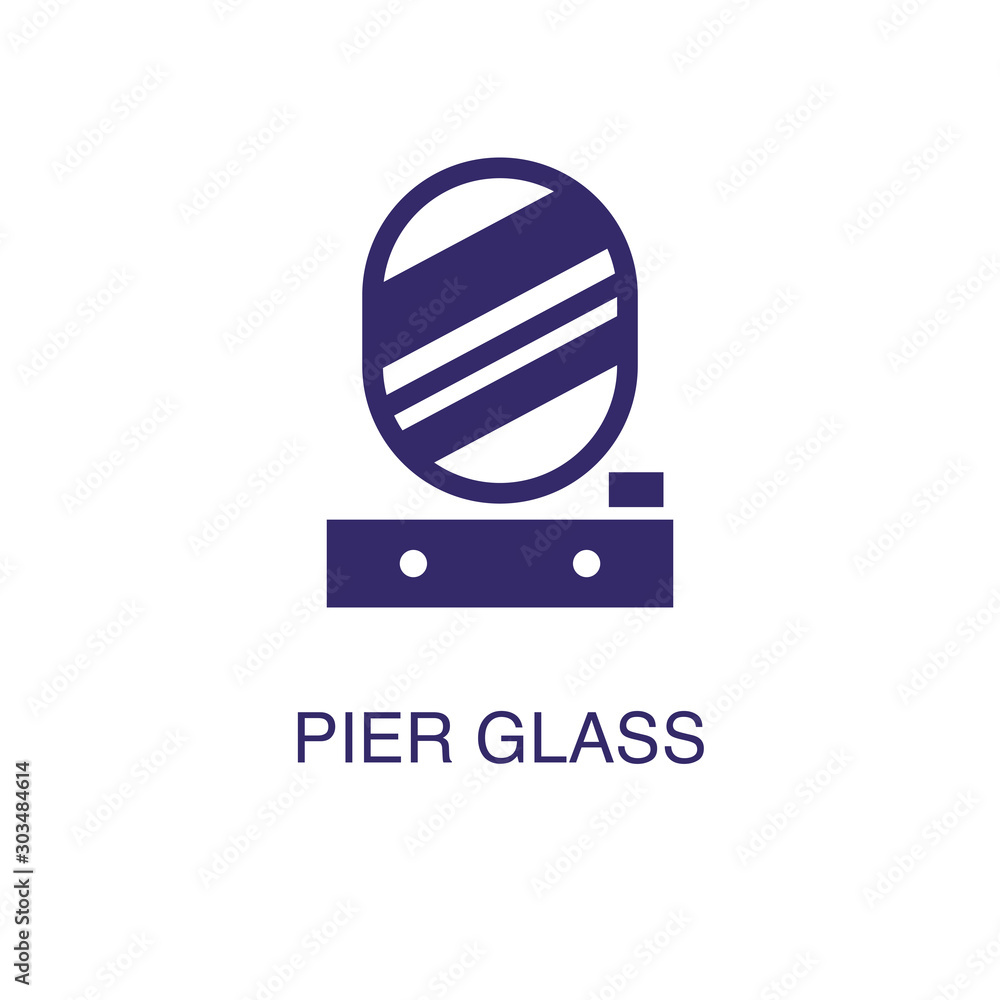 Pier glass element in flat simple style on white background. Pier glass ...