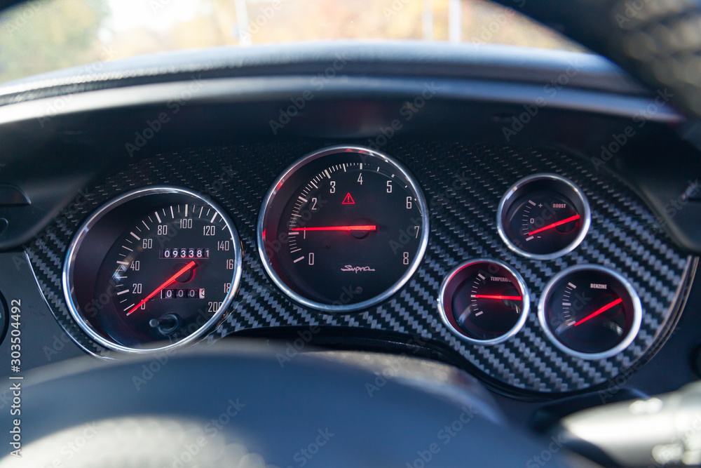 Interior of a rare Japanese sports car in the back of a gray Toyota ...