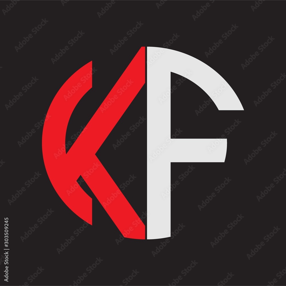 KF Initial Logo design Monogram Isolated on black background Stock ...