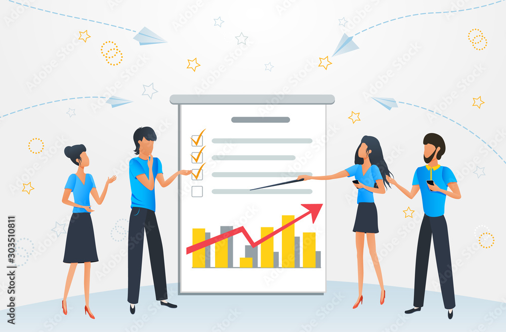 Vector illustration, flat style, cartoon business people meeting ...