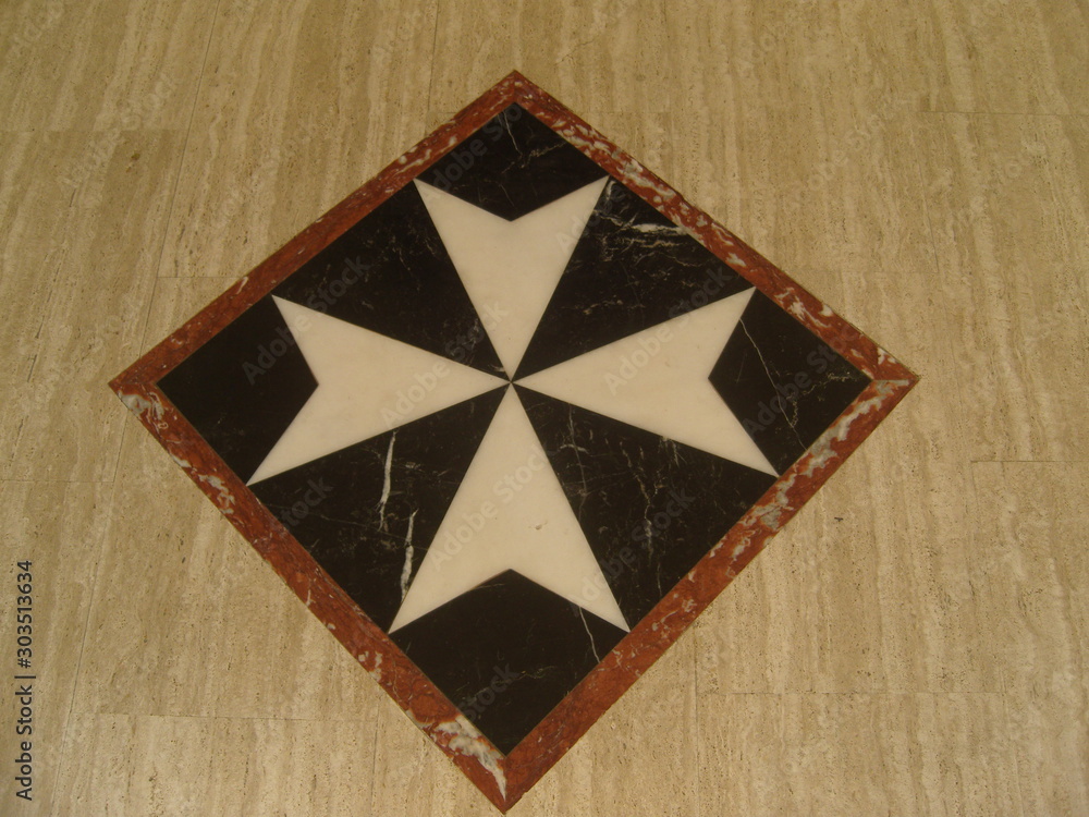 Maltese cross on the flor of Saint John church Bugibba Malta Stock ...