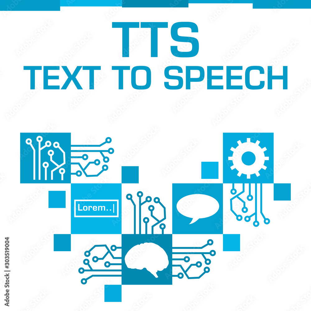 TTS - Text To Speech Blue Squares Symbols Circuit Elements Stock ...