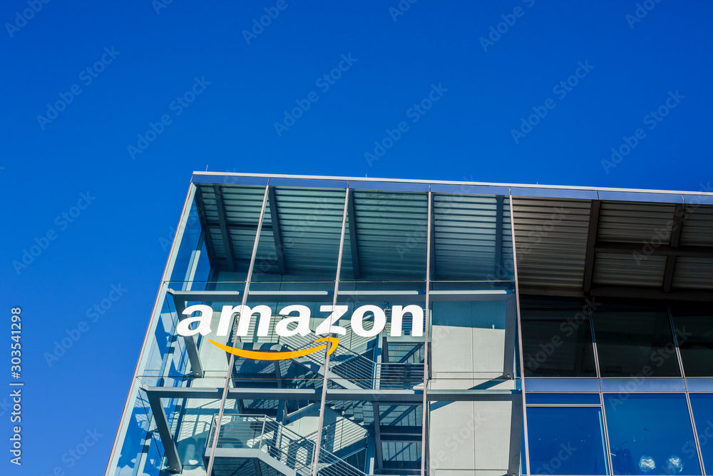 Amazon logo at office building, Munich Germany Stock Photo | Adobe Stock
