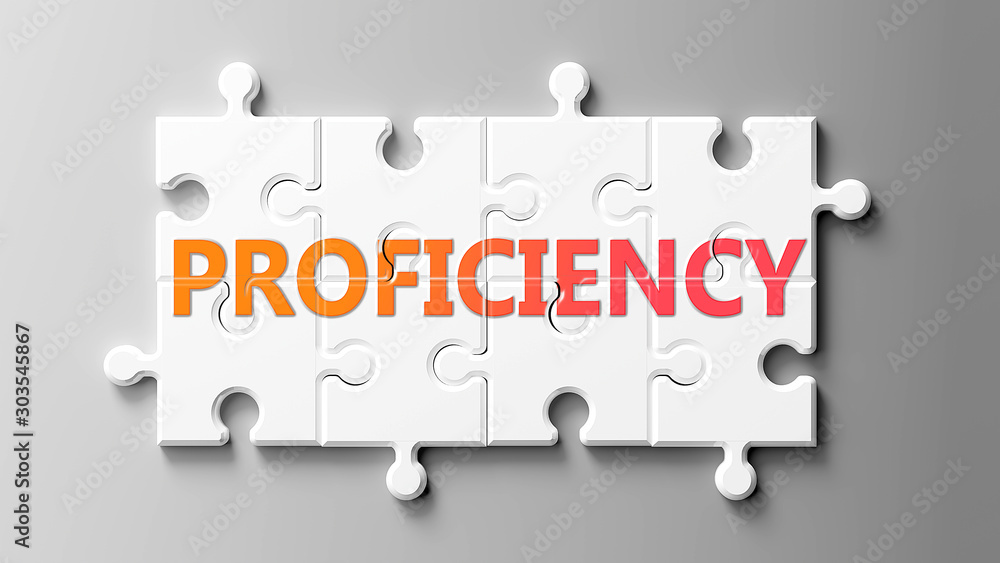 Proficiency complex like a puzzle - pictured as word Proficiency on a ...