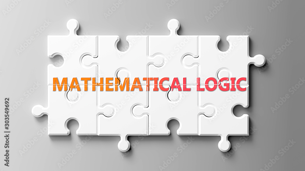 Mathematical logic complex like a puzzle - pictured as word ...