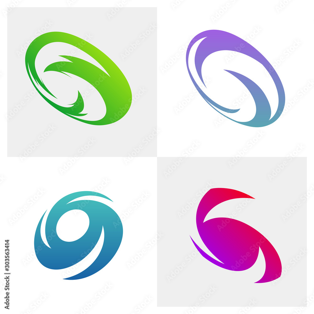Set of Turbine Circle Logo Design Concept Vector. Vortex Logo Template ...