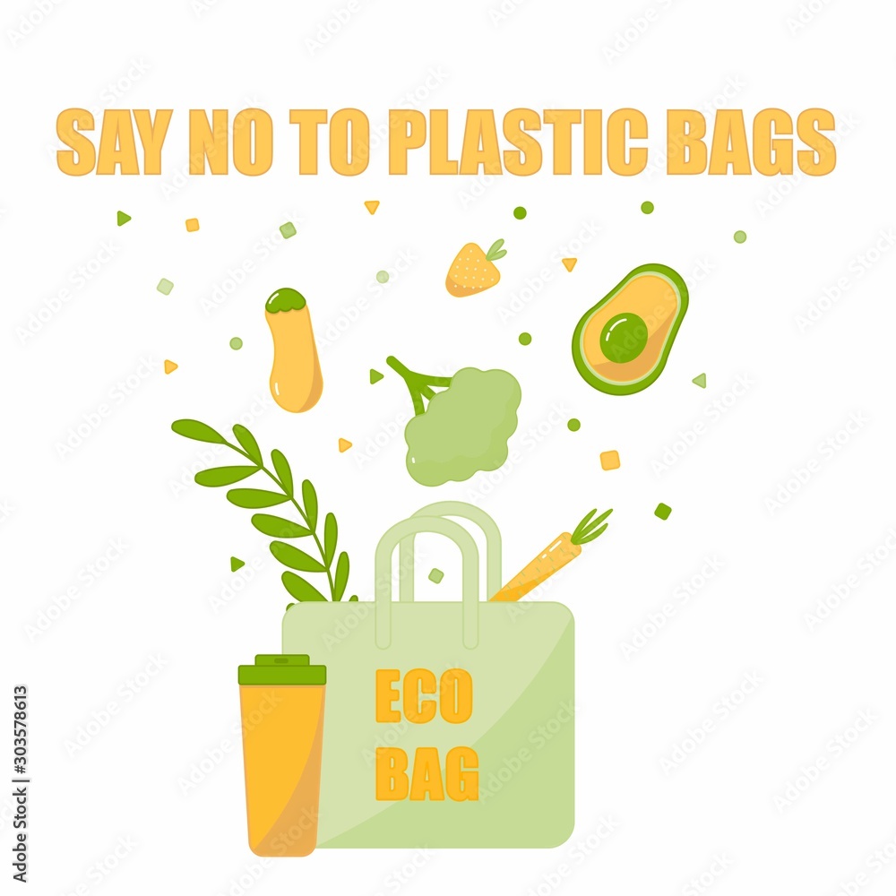 Pollution problem concept. Say no to plastic bags, bring your own ...