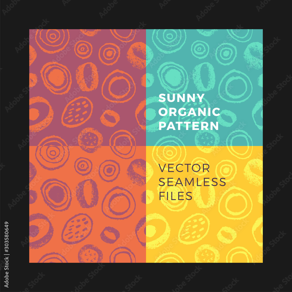 Organic seamless pattern vector background. Hand drawn natural elements ...