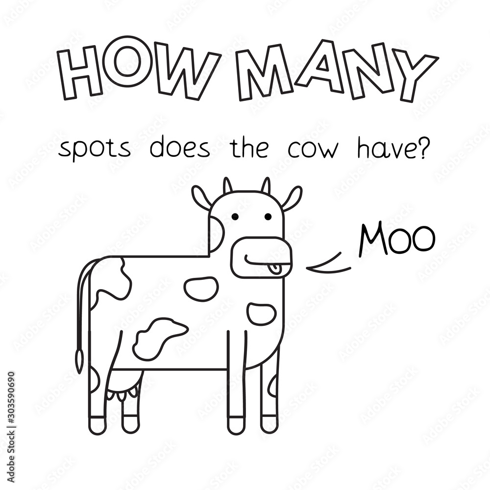 Cartoon Cow Counting Game Coloring Book Stock Vector | Adobe Stock
