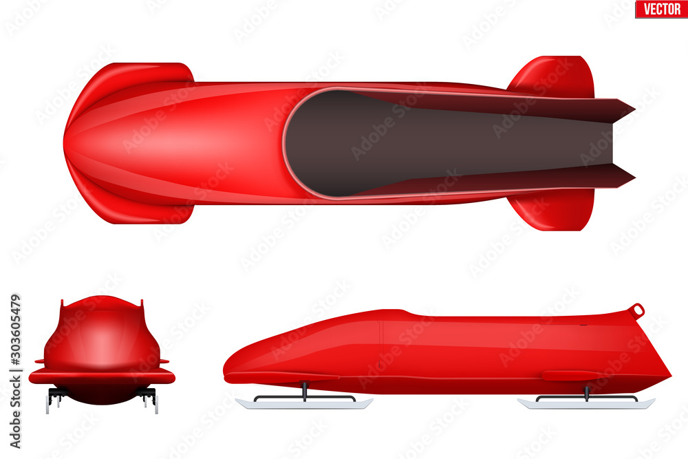 Vecteur Stock Set of Classic bobsleigh for two athletes. Top and front ...