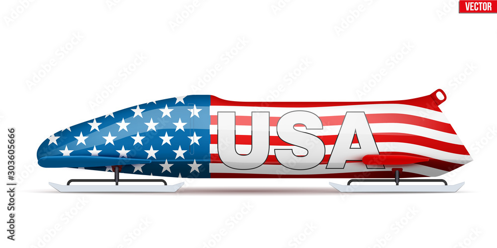 Bob sleighs with USA flag and text. Bobsleigh Sport Country Symbol ...