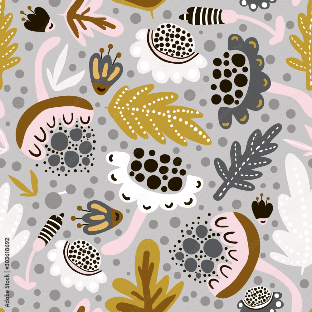 Seamless blooming pattern with flowers. Creative spring floral texture ...