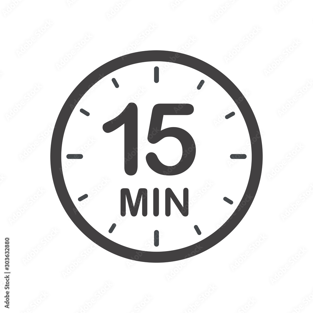 Fifteen minutes icon. Symbol for product labels. Different uses such as ...