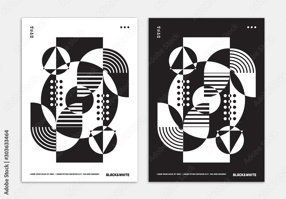 Black and White Abstract Poster Layout Stock Template | Adobe Stock
