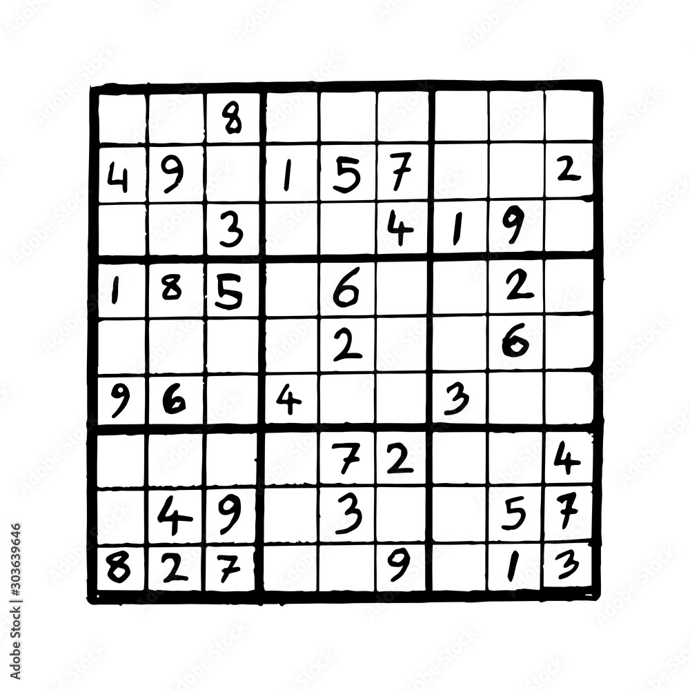 Hand drawn easy sudoku vector Stock Vector | Adobe Stock