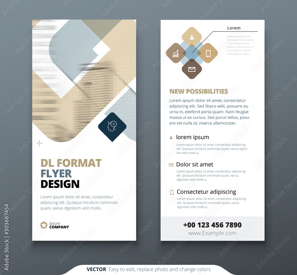 DL Flyer design. Biege template dl flyer banner. Layout with modern ...
