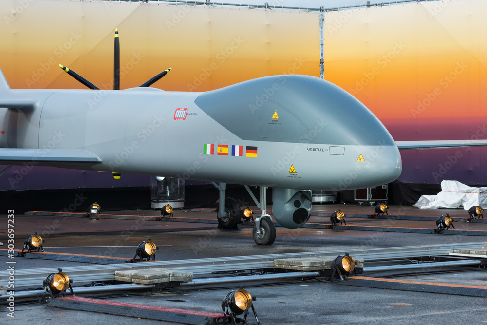 BERLIN - APRIL 26, 2018: The concept of an unmanned aerial vehicle ...