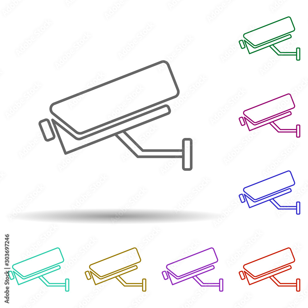 Surveillance camera multi color icon. Simple thin line, outline vector ...