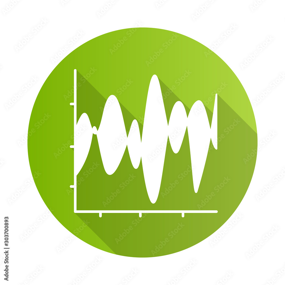 Stream graph green flat design long shadow glyph icon. Seismic chart ...