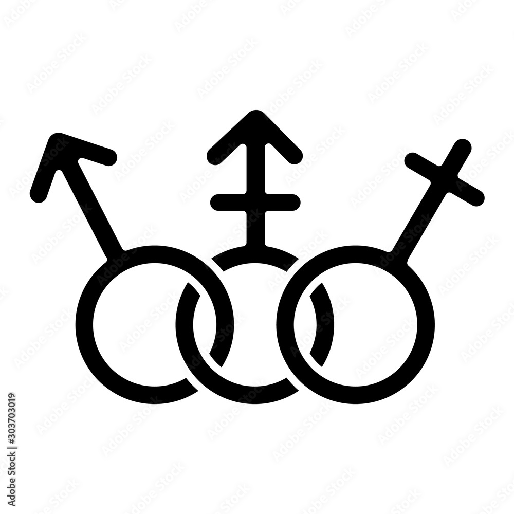 Transgender people equality glyph icon. Female, male human rights ...