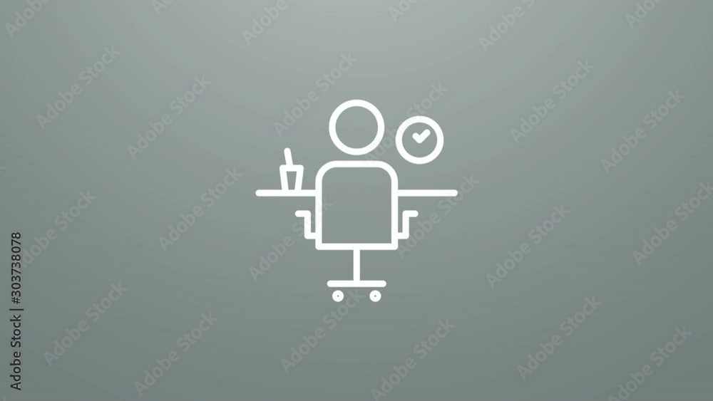 4k animation of Office work desk icon. Particles animate symbol in ...