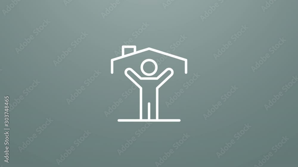 4k animation of "Joy for habitation" icon. Particles animate symbol in ...