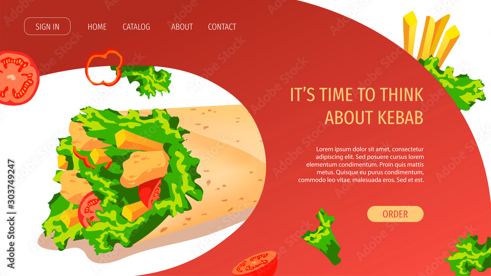 Web page design for Fast food, Kebab, Cooking, Food ordering. Yummy ...
