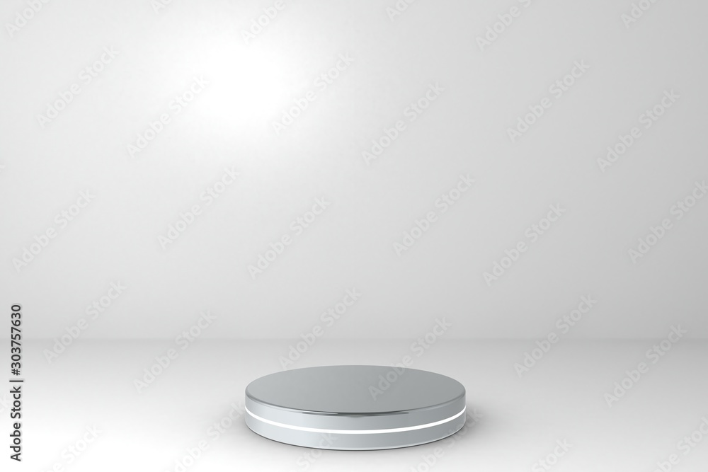 Round silver stage podium concept illustration isolated on white ...