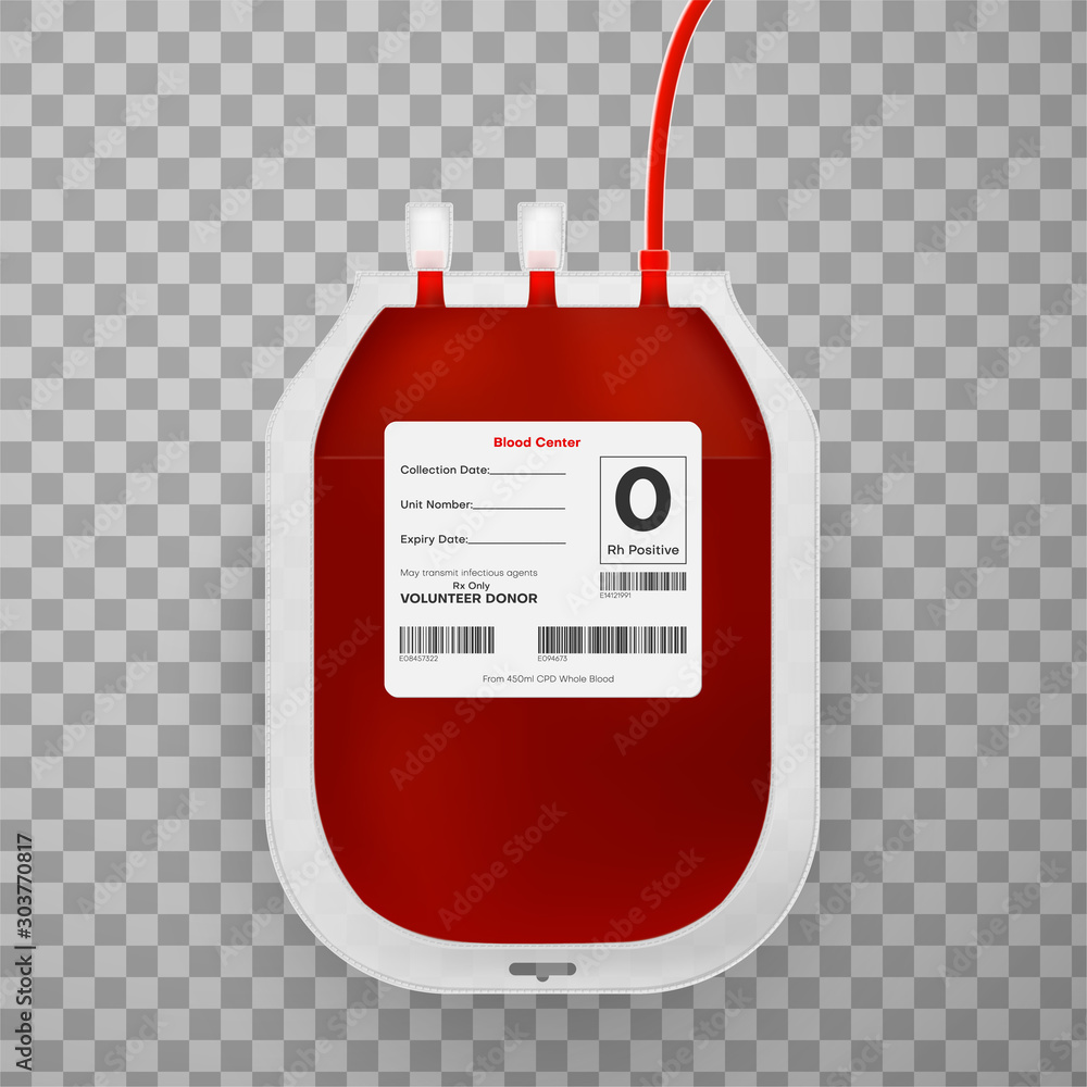 Blood bag with label realistic vector illustration Stock Vector | Adobe ...