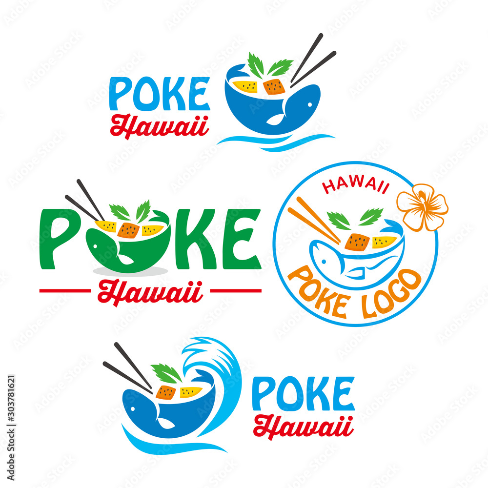 Poke Hawaii Logo, Poke food Logo, Poke Fish logo vector de Stock ...