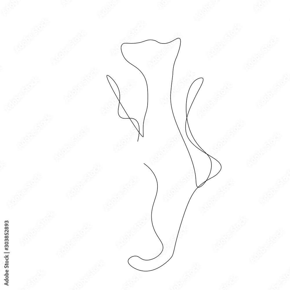 Cat play continuous line drawing vector illustration Stock Vector ...