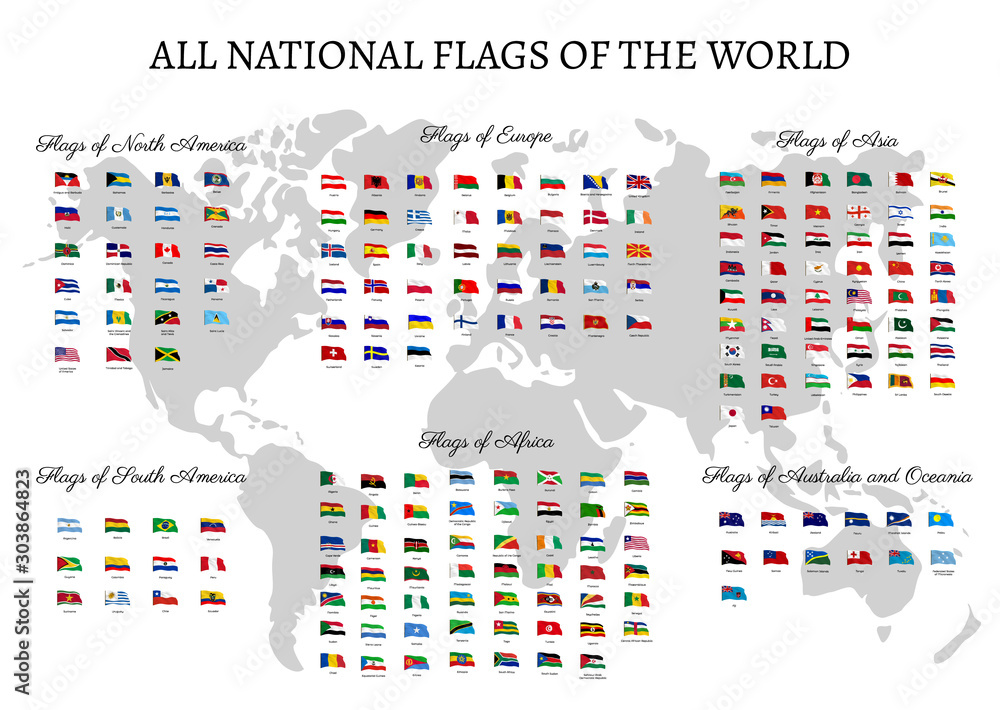 All national flags of the world. Waving flag Stock Vector | Adobe Stock