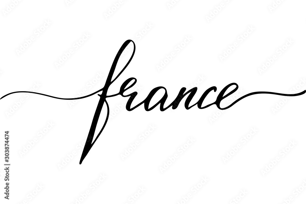 Handwritten text france, vector script Stock Vector | Adobe Stock