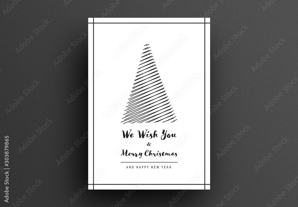 Minimal Card Layout with Abstract Christmas Tree Stock Template | Adobe ...