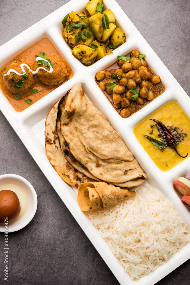 Indian vegetarian Food Thali or Parcel food-tray with compartments in ...