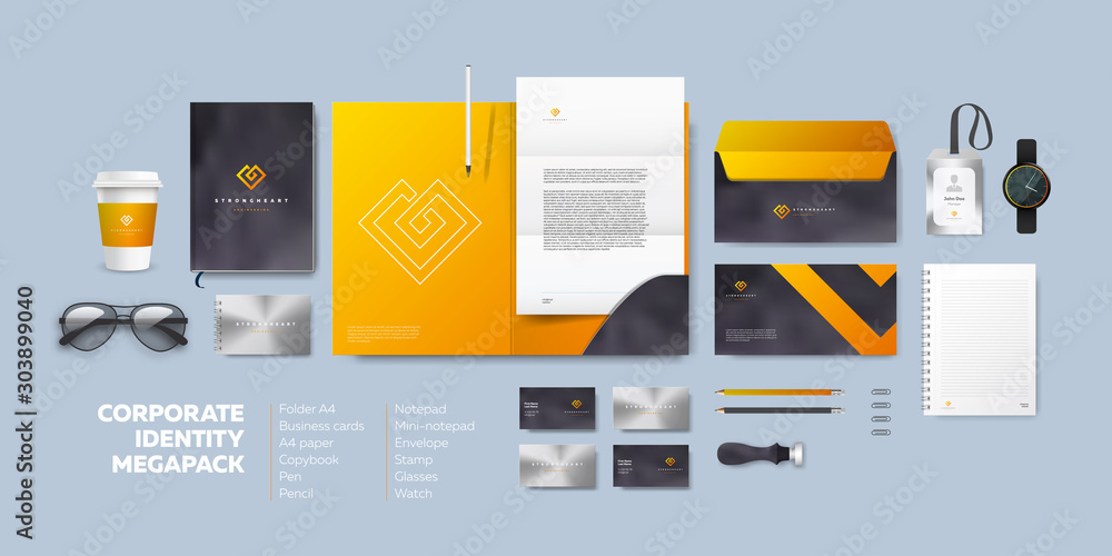 Corporate branding identity design. Stationery mockup vector megapack ...