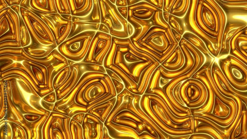 Golden abstract wave background. Seamless loop 4k animation of gold ...
