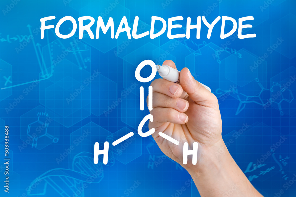 Hand with pen drawing the chemical formula of formaldehyde Stock Photo ...