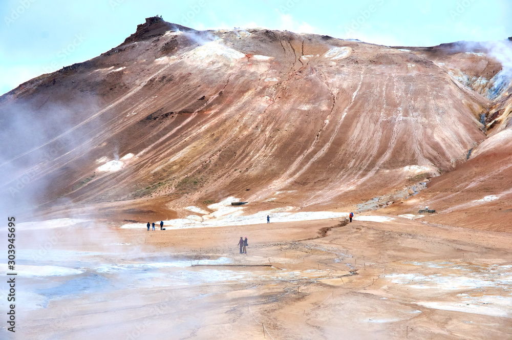 Námaskarð. Fumarole field in Namafjall, Iceland. Namaskard geothermal ...