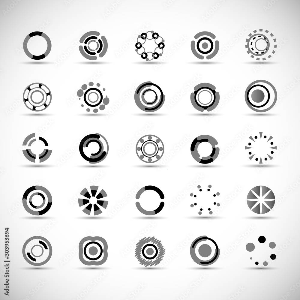 Abstract Circle Icon Set. Vector Isolated On Gray. Abstract Circle For ...