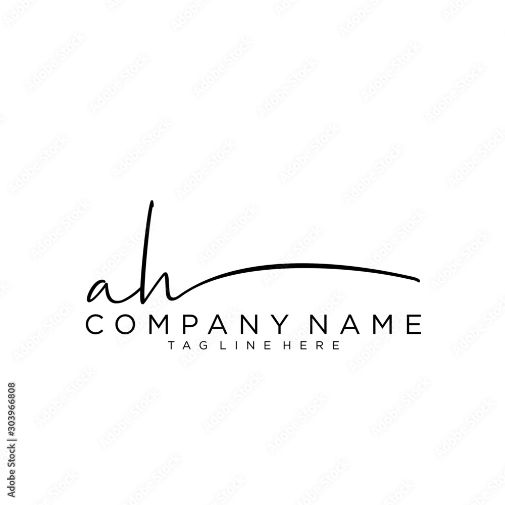 Initial letter AH Signature handwriting Logo Vector Stock Vector ...