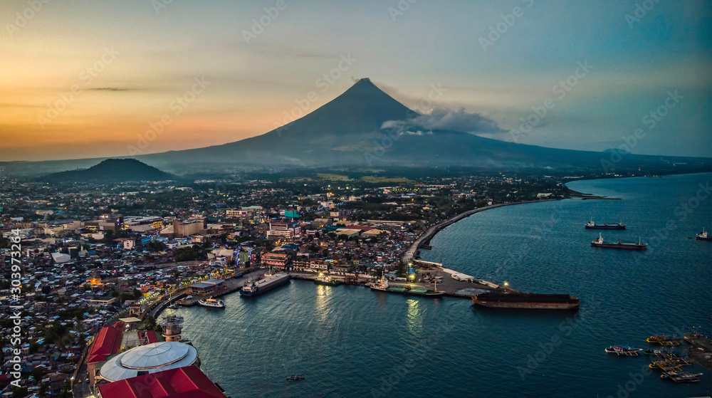 Mayon Volcano Sea Scape in Port of Legazpi City Albay Philippines Stock ...