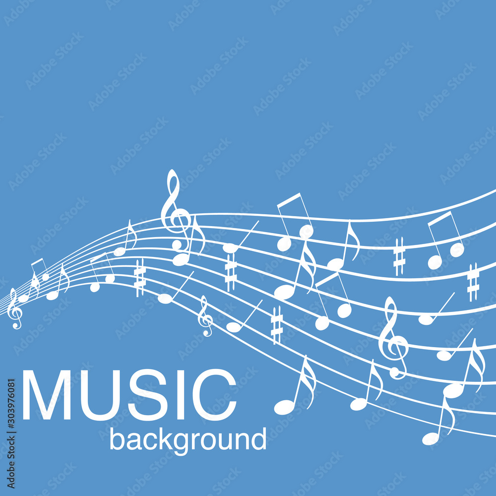 Musical Design Elements From Music Staff With Treble Clef And Notes in ...