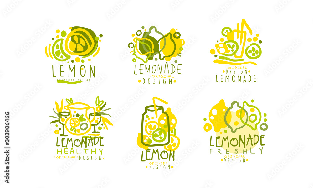Lemonade Labels or Logos Original Design Vector Set Stock Vector ...
